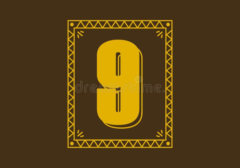 Number 9 in Retro Rectangle Frame Stock Vector - Illustration of ...
