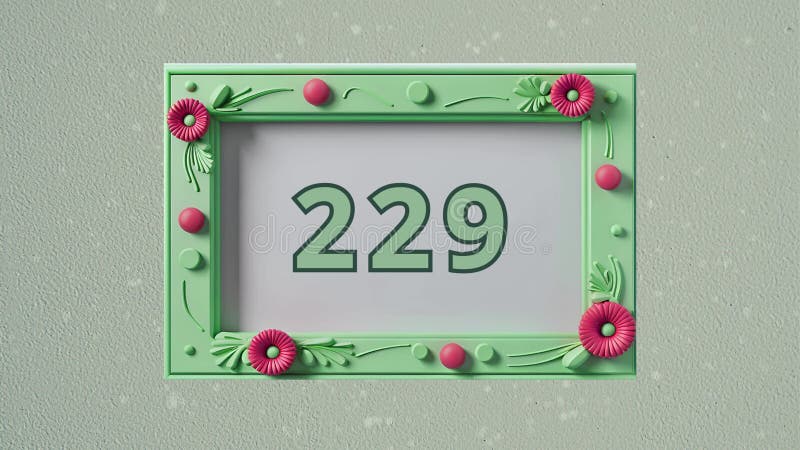 Number 229 Revealed Inside Green Window Style Bordered Rectangular Box ...