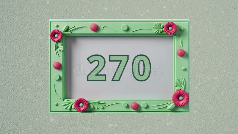 Number 270 Revealed Inside Green Window Style Bordered Rectangular Box ...
