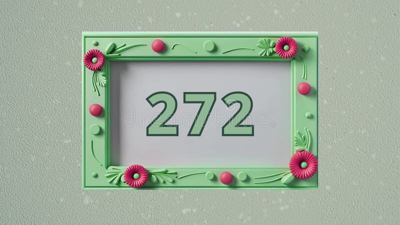 Number 272 Revealed Inside Green Window Style Bordered Rectangular Box ...