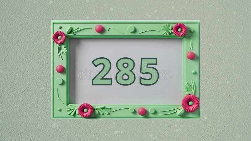 Number 285 Revealed Inside Green Window Style Bordered Rectangular Box ...
