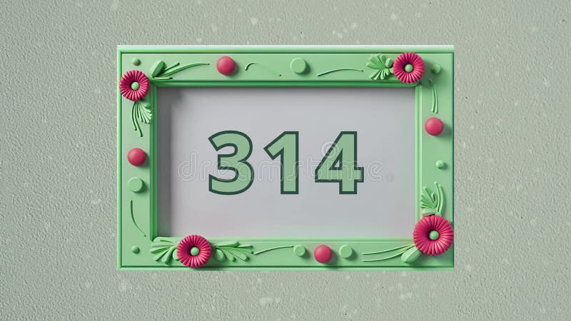 Number 314 Revealed Inside Green Window Style Bordered Rectangular Box ...