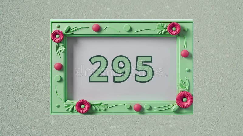 Number 295 Revealed Inside Green Window Style Bordered Rectangular Box ...