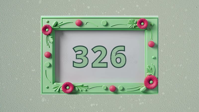 Number 326 Revealed Inside Green Window Style Bordered Rectangular Box ...