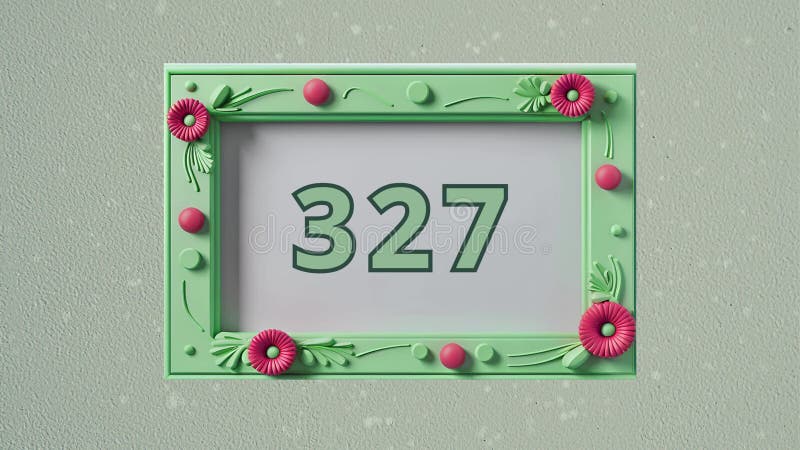 Number 327 Revealed Inside Green Window Style Bordered Rectangular Box ...
