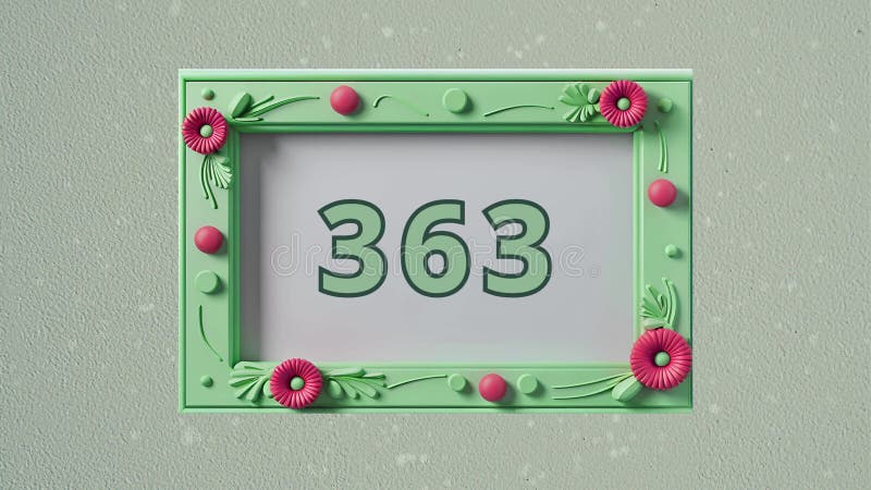 Number 363 Revealed Inside Green Window Style Bordered Rectangular Box ...
