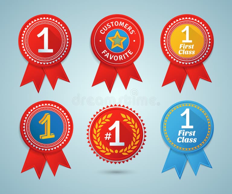 Number 1 Ribbons and Badges Stock Vector - Illustration of prize ...