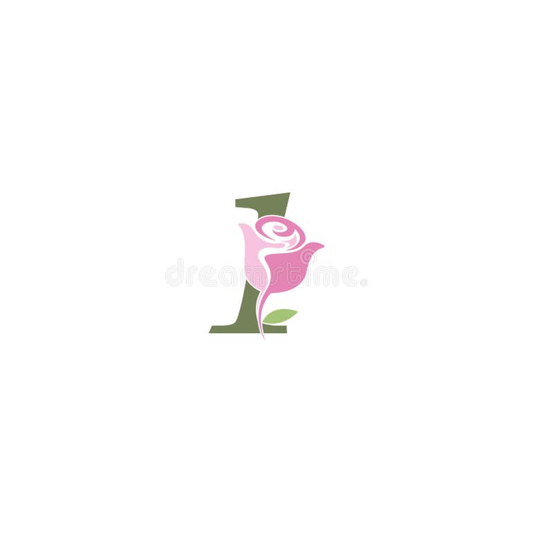 Number 1 with Rose Icon Logo Vector Template Stock Vector ...