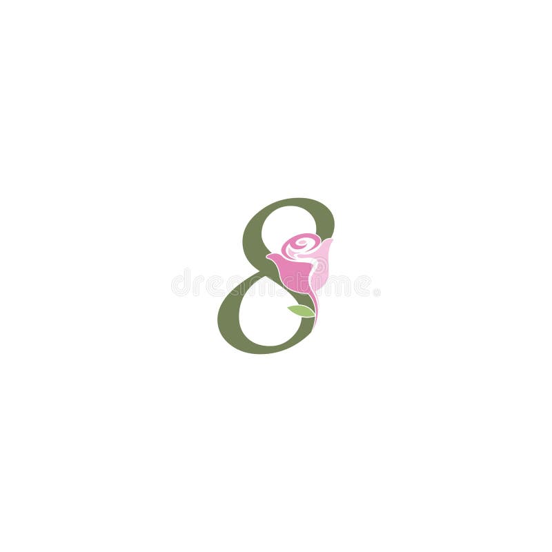 Number 8 with Rose Icon Logo Vector Template Stock Vector ...