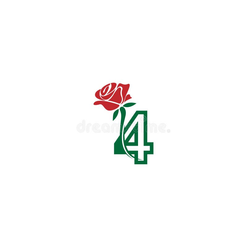 Number 4 Red Floral Illustration Stock Illustrations – 53 Number 4 Red ...
