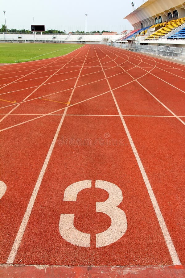 Number 3 on running track stock photo. Image of oval - 152961448