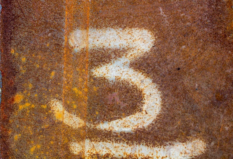 Number 3, on Rust with Metal Surface Stock Photo - Image of dark, retro ...