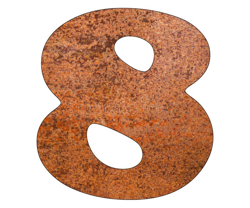 Number 8 with Rusty Metal Bottom Stock Photo - Image of detail, metal ...