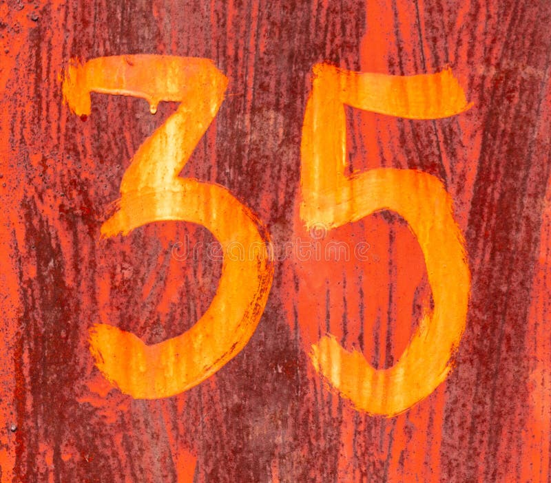 The Number 35 on a Rusty Metal Fence Stock Image - Image of word ...
