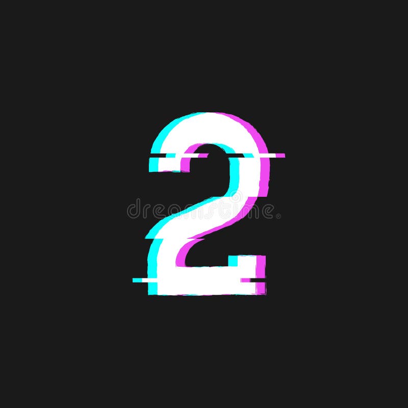 Number 2 or Second with Glitch Effect Style for Countdown, Poster ...