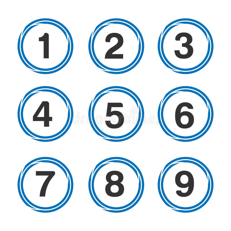 Number Set Button, 1-9 Numbers Stock Vector - Illustration of list ...
