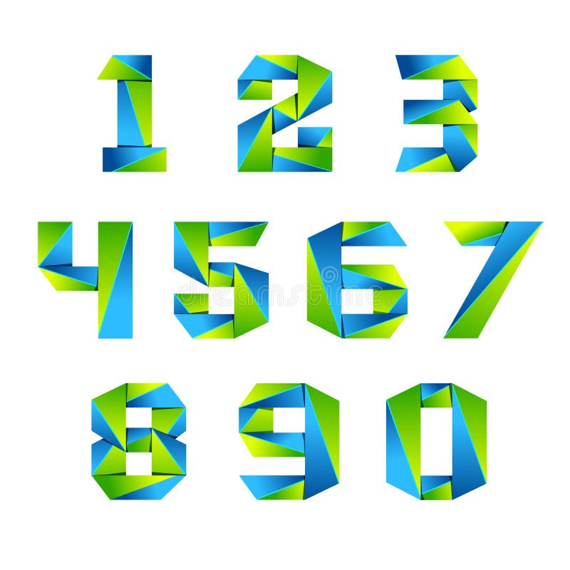 Number Set Icon Design Template Elements 3d Logo. Green and Blue Stock ...