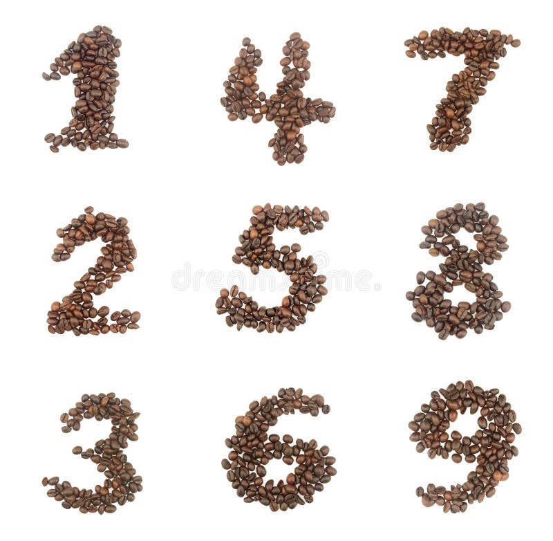 Number Set Made of Coffee Beans Stock Image - Image of letter, design ...
