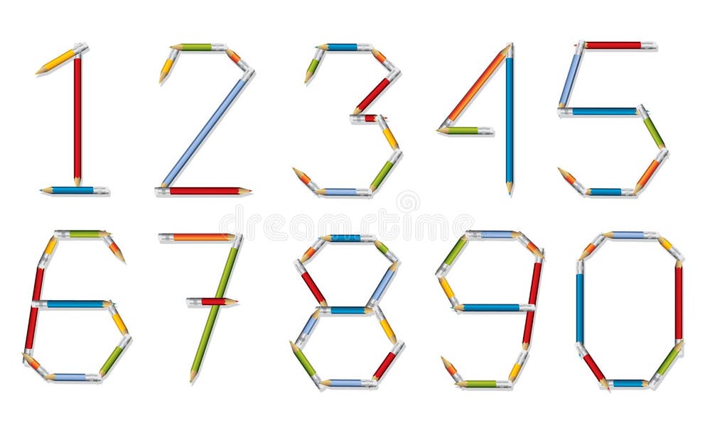 Number set made of pencils stock vector. Illustration of crayon - 26072198