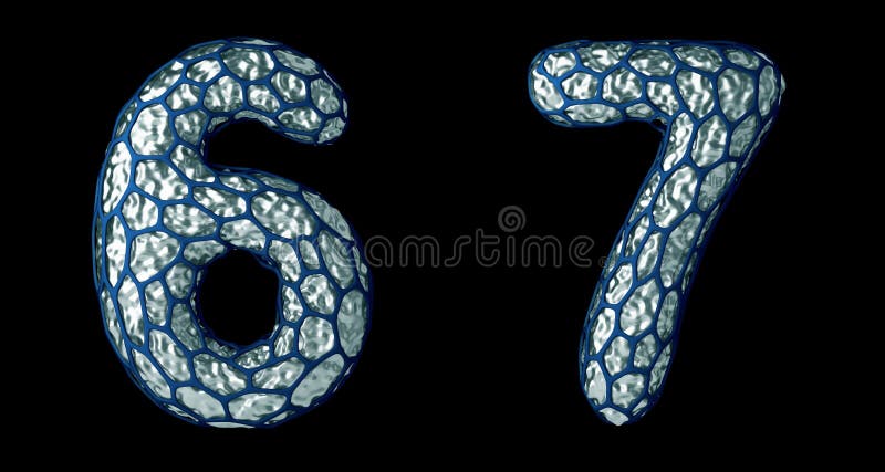 Number Set 6, 7 Made of Realistic 3d Render Silver Shining Metallic ...