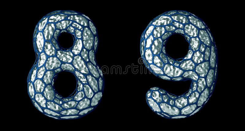 Number Set 8, 9 Made of Realistic 3d Render Silver Shining Metallic ...