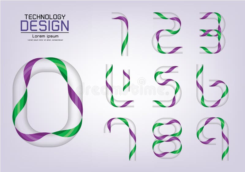 Number Set of Numbers Logo or Icon, Ribbon Concept Stock Illustration ...
