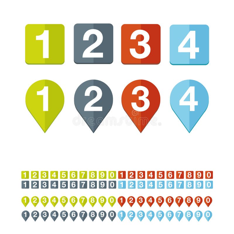 Number Set Vector Flat Design Stock Vector - Illustration of number ...