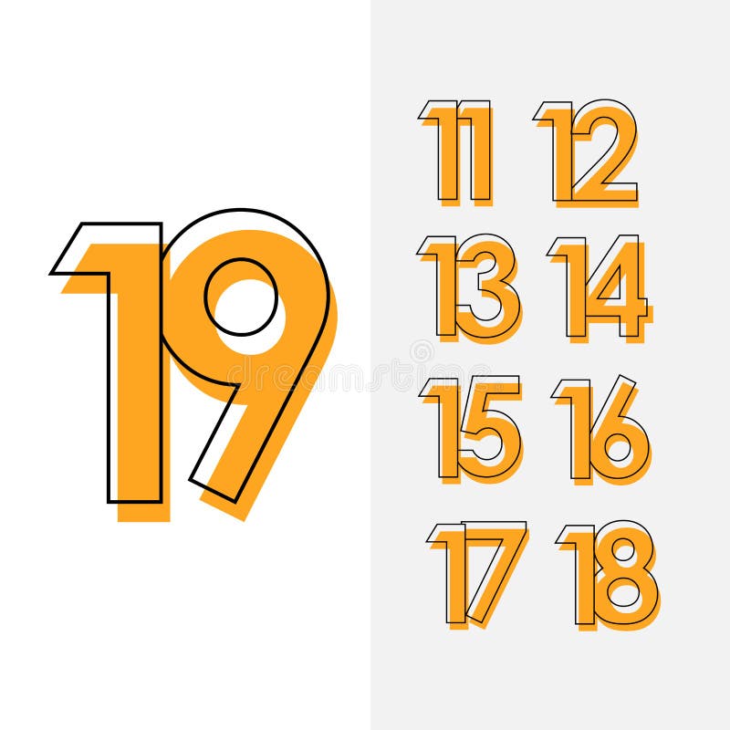 Number 19 Set Vector Template Design Illustration Design for ...