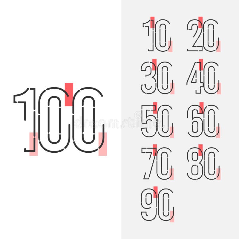 Number 100 Set Vector Template Design Illustration Design for ...