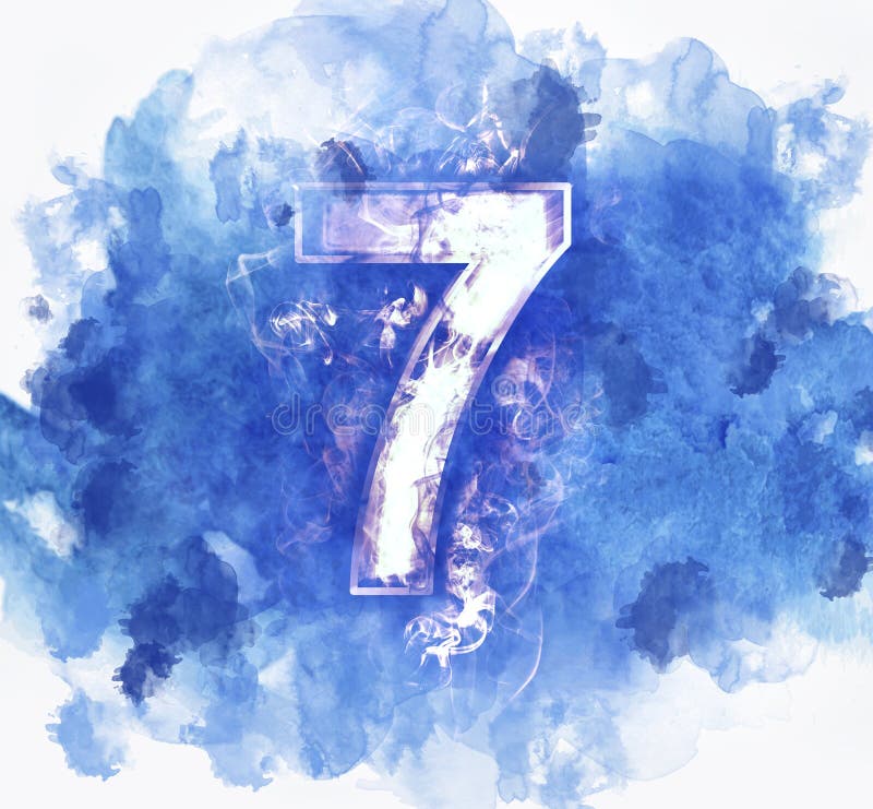 Number Seven, Abstract Background with Watercolor Banner, Stock ...