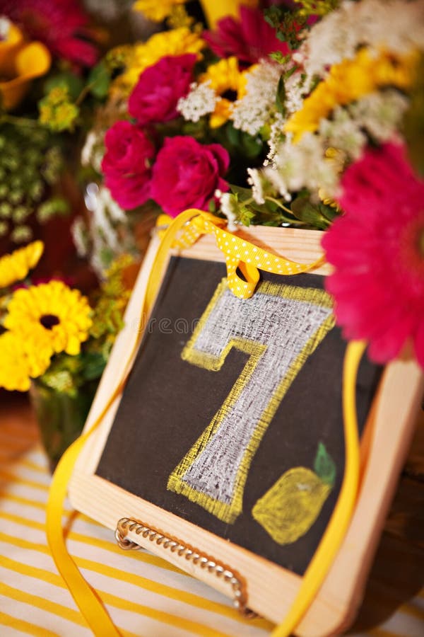 Number seven chalkboard stock photo. Image of ribbon - 21855058