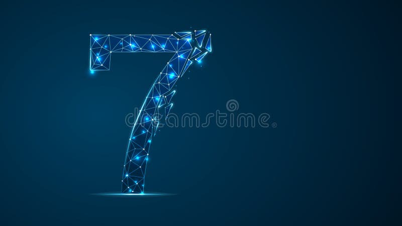 Number Seven 2D Low Poly Abstract Illustration Consisting of Points ...