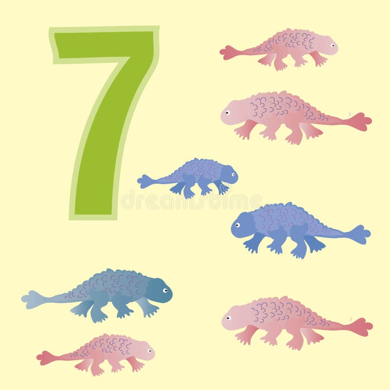 Number 7. Seven Dinosaur (Spinosaurus). Stock Vector - Illustration of ...