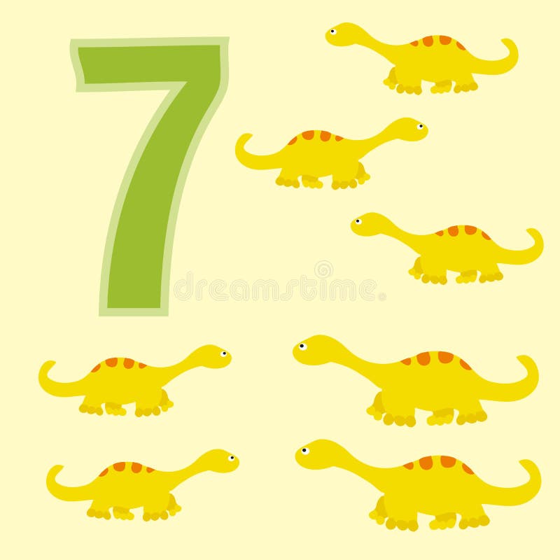 Number 7. Seven Dinosaurs (Diplodocus). Stock Vector - Illustration of ...