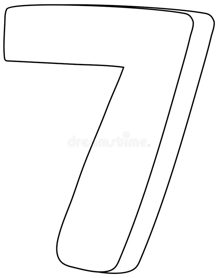 Number Seven Doodle Outline for Colouring Stock Vector - Illustration ...