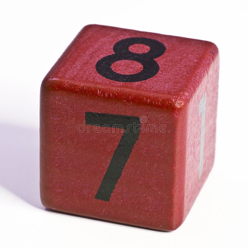 Number Seven and Eight Written on a Red Wooden Cube of a Calendar Date ...