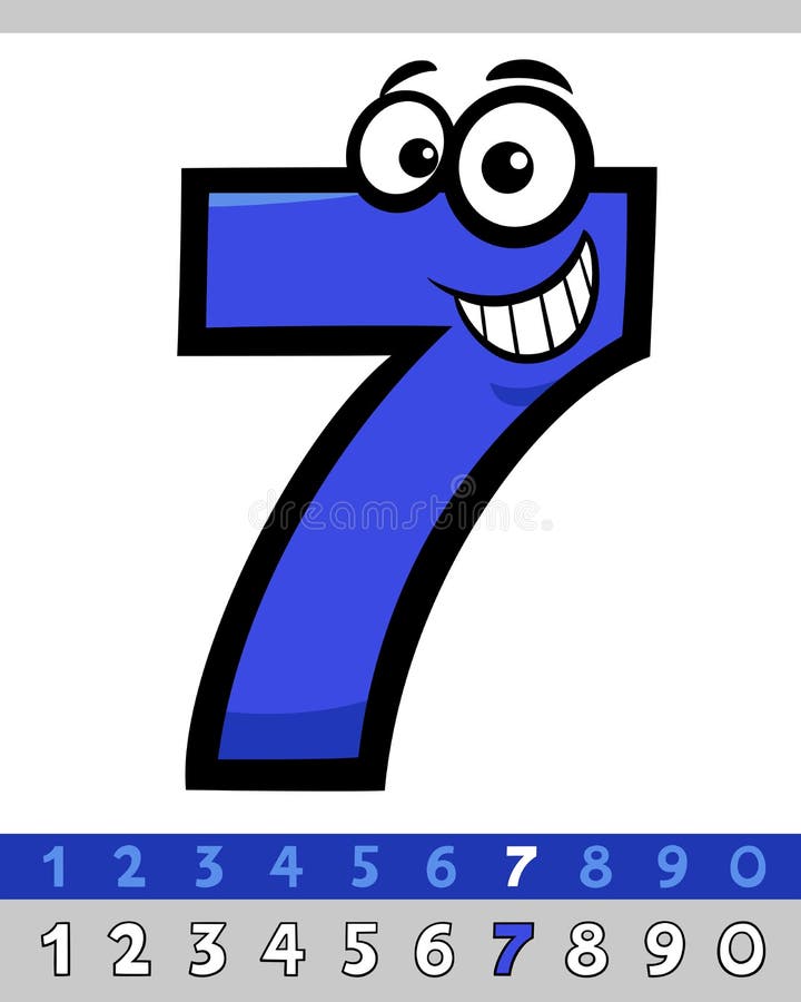 Number Seven Funny Cartoon Character Stock Vector - Illustration of ...