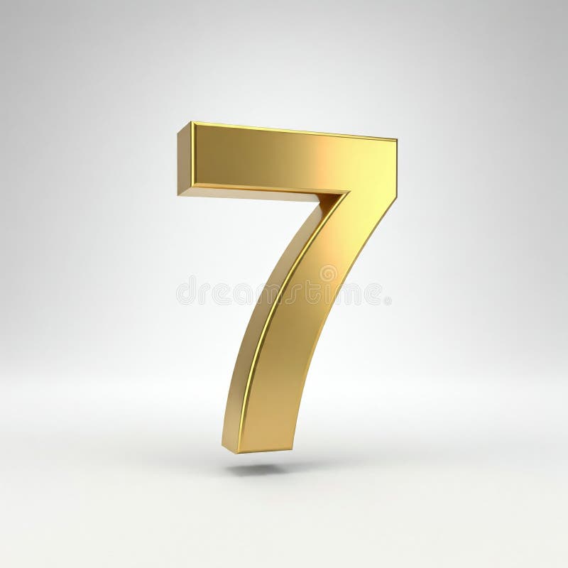 Number Seven in Gold 3d Letters Stock Illustration - Illustration of ...