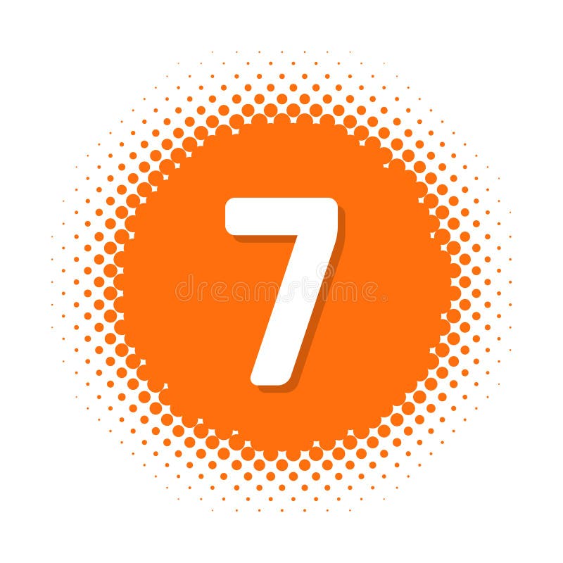 Number Seven on Halftone Round Shape Stock Vector - Illustration of ...