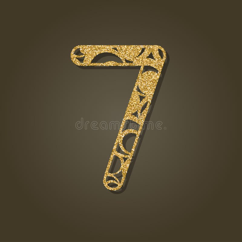 Number Seven Laser Cut.Round Gold Pattern Stock Vector - Illustration ...