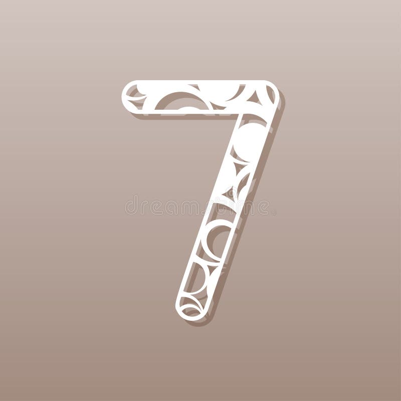 Number Seven Laser Cut.a Round Pattern Stock Vector - Illustration of ...
