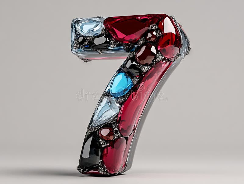 A Number Seven Made Out of Colored Stones on a Gray Background Stock ...