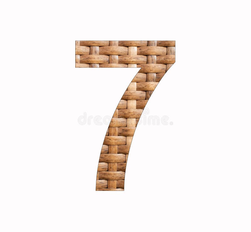 Number Seven - the 7 in Oak Wood. White Background Stock Photo - Image ...