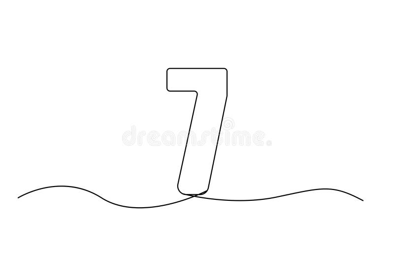 Number Seven Outline. Minimalist Vector Drawing. Single Continuous Line ...
