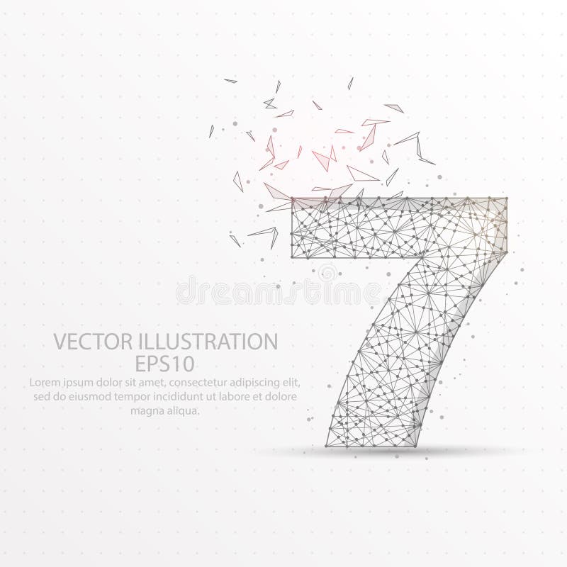 Number Seven Starry Sky or Space Low Poly Wire Frame on White ...