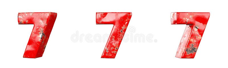 Number 7 Seven from Red Scratched Metallic Numbers Collection Set ...