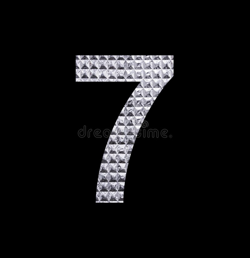 Number Seven on Textured Silver Shiny Paper Stock Illustration ...