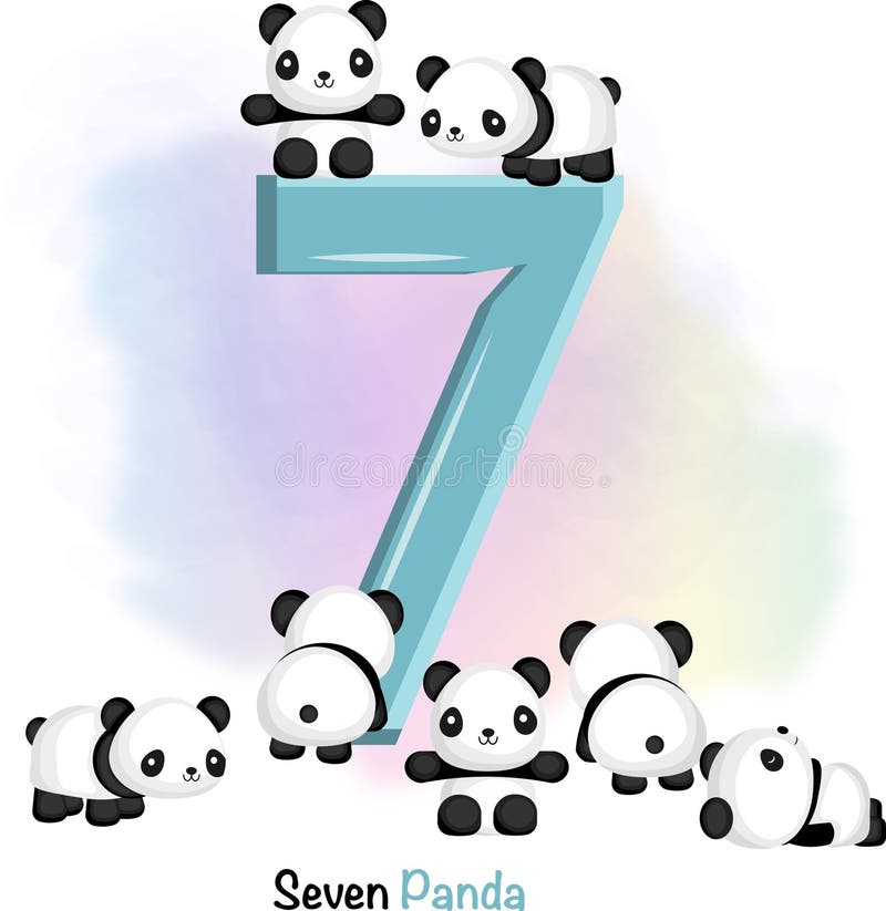 Number Seven Tracing with 7 Panda for Kids Learning To Count Stock ...