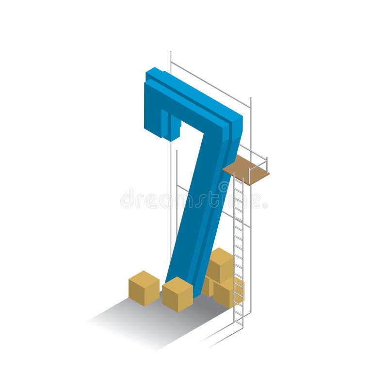 Number Seven. Vector Illustration Decorative Design Stock Illustration ...