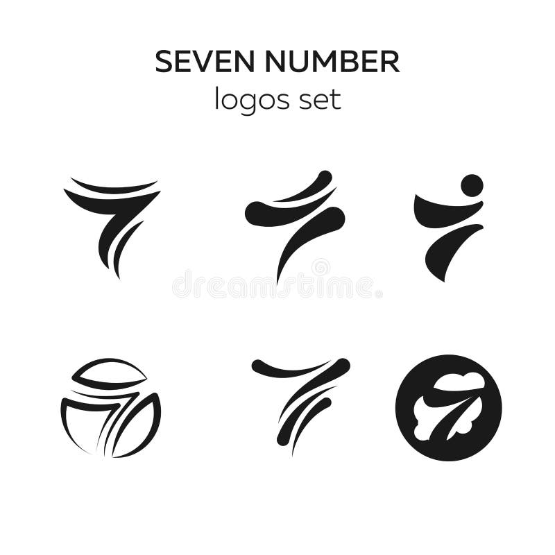Number Seven 7 Vector Set of Logos Stock Vector - Illustration of label ...